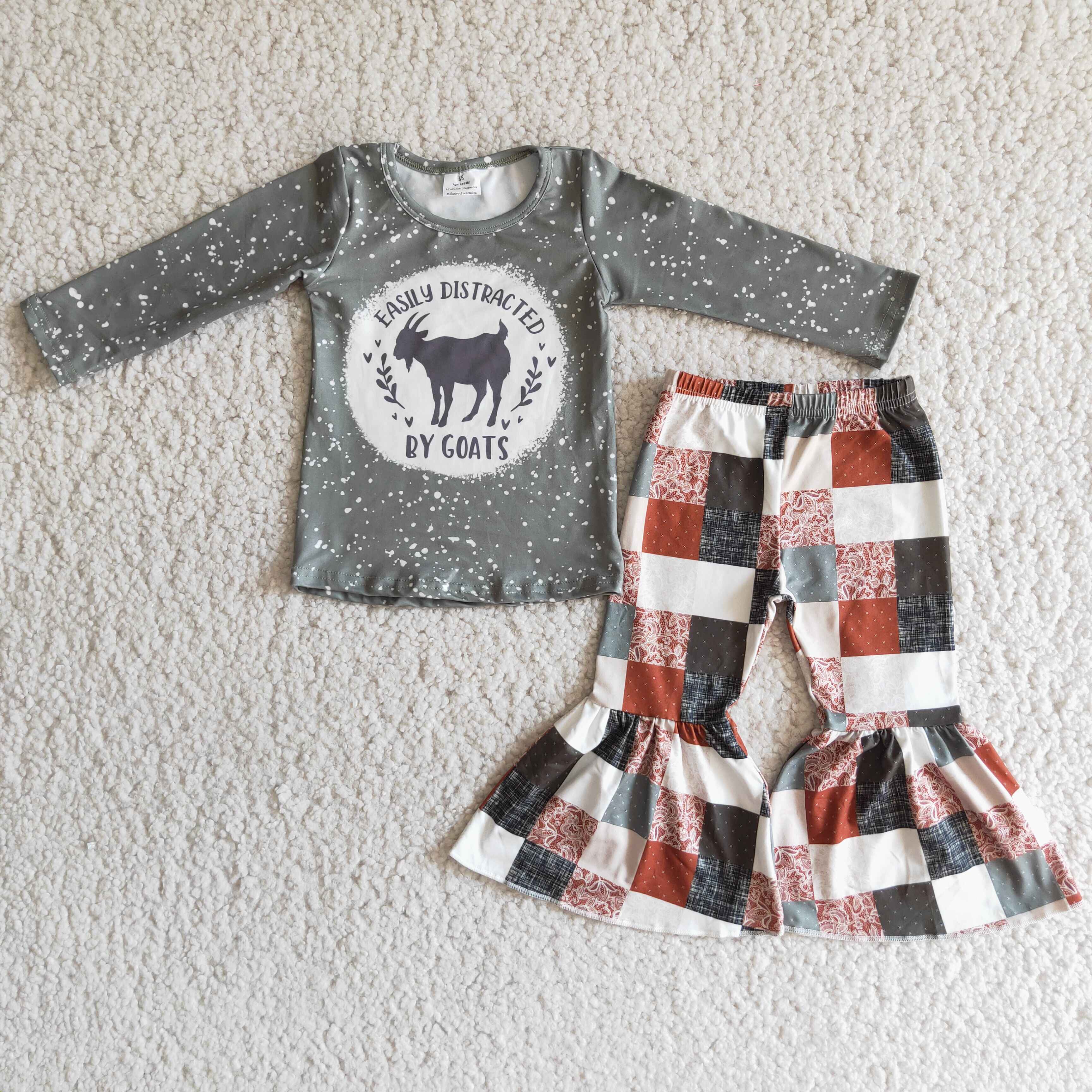 RTS NO MOQ（In Stock) 6 A28-4 GOATS Goat Gray Long Sleeve Plaid Pants ...