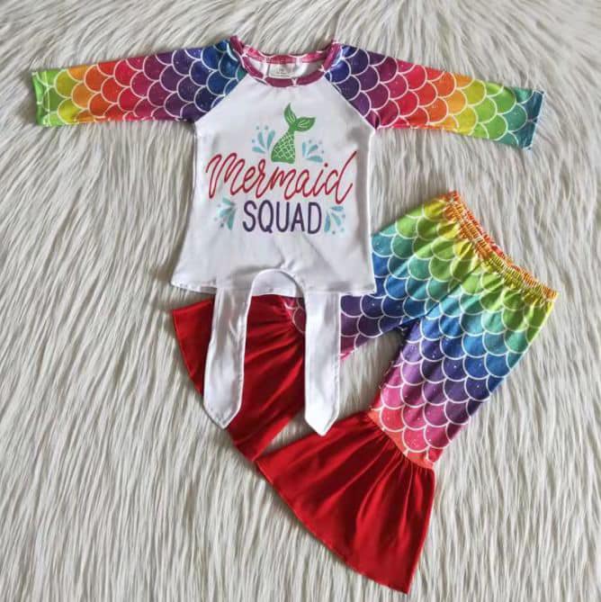 Baby Girl Fish Scale Flared Pants Boutique Set – siblingstylesclothing.com